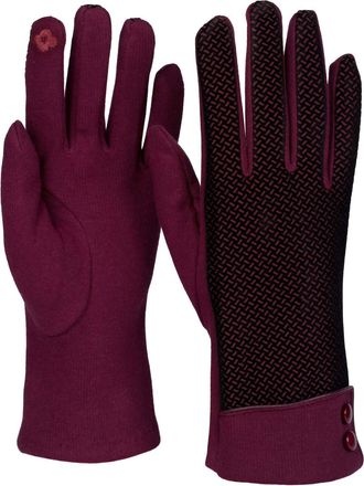 styleBREAKER Damen Touchscreen Handschuhe mit Riffel Muster und Fleece Futter, warme Thermo Fingerhandschuhe, Winter 09010029, Farbe:Bordeaux-Rot