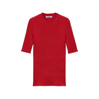 Prada Short-sleeved Ribbed Knit Wool Sweater