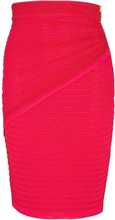 Balmain Femme, Jupes, Rose, Taille: 38 FR Flechage knit knee-length skirt