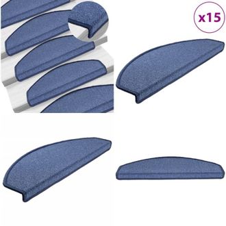 vidaXL 15 Stk. Treppenmatten Blau 65 x 24 x 4 cm - Treppenmatten - Treppenl&auml;ufer - Trittschutz - Rutschfeste Matte - Stufenmatte - Home & Living