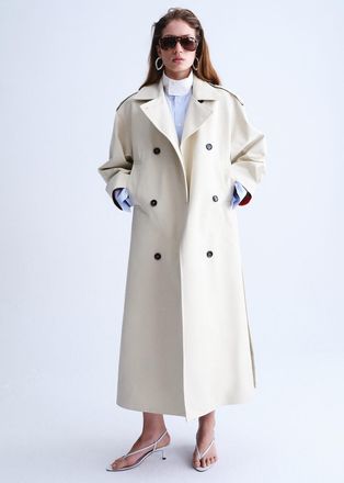 Mango Chemise en popeline &agrave; col montant boutons bleu ciel - Femme - S - MANGO