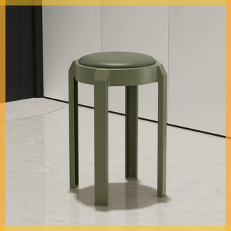 Generic Stapelbare runde Kunststoffhocker - 45 cm hohe, r&uuml;ckenlehnenlose Barhocker mit gepolsterten Sitzen, tragbare, stapelbare St&uuml;hle f&uuml;r Zuhause, Schule, K