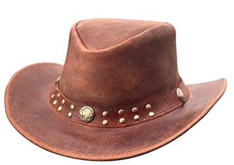 Brandslock Cowboy Chapeau pour Hommes & Femmes-Prime Cuir Australien-L&eacute;ger Mainfait Occidental Chapeau-Modifiable Large Bord Cowgirl F&ecirc;te Costume Tenue pour Voya