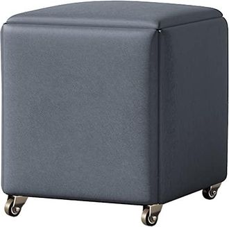 Generic Tabouret de rangement 5 en 1 avec roulettes, cube magique, chaise gigogne, empilable, siège rembourré et cadre en métal, gris foncé, parfait pour les 