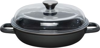 Riess 0048-003, Schmorpfanne mit Glasdeckel, 24cm, DARK GREY, LBH 32.3x25.3x12.9cm, Gewicht 2.011kg