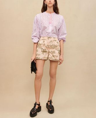 Maje Short &Agrave; Motifs Palmiers - Bicolore - Taille 34 - Maje