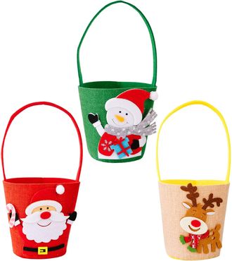 Generico 3er Set Weihnachtst&uuml;ten f&uuml;r Kekse und S&uuml;&szlig;igkeiten, Deko-T&uuml;ten aus Filz mit Weihnachtsmann, Rentier und, ideal f&uuml;r Pralinen, Snacks, Kindergeschenke au