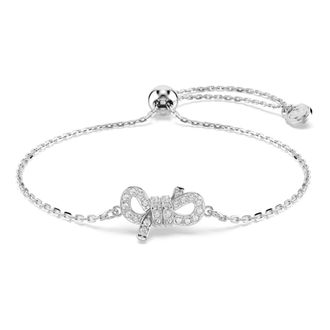 Swarovski Lifelong Armband, Pav&eacute;, Schleife, Wei&szlig;, Rhodiniert