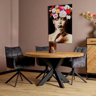 Pier Import Table &agrave; manger ronde en bois &Oslash;140 cm RIVANO
