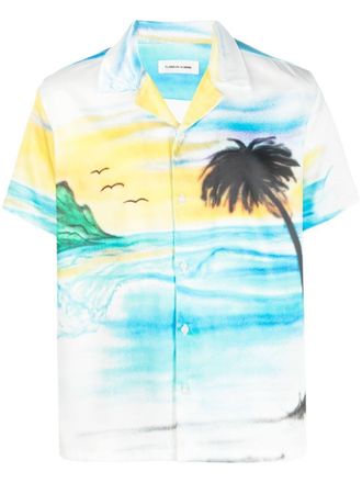 Flaneur chemise &agrave; imprim&eacute; palmier - Blanc