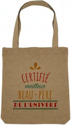 Fabulous Sac Shopping Tote Bag Aspect Lin - Certifi&eacute; meilleur Beau-p&egrave;re de lunivers Famille Belle Famille - Sac de Courses Toile Epaisse 360g Beige Naturel Cab