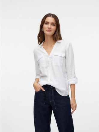 Vero Moda Langarmbluse VMLINN BUMPY LS SHIRT WVN NOOS Viskosemischung, regular fit, mit Leinen