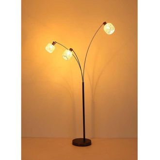 Globo Lighting Stehleuchte Leselampe Wohnzimmer schwarz-chrom matt Glas Schalter H 200 cm