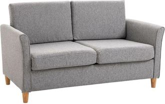 HOMCOM Homcom - Canapé 2 places design scandinave dim. 141L x 65l x 78H cm pieds bois massif tissu lin gris clair chiné