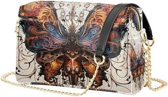 Mnsruu Sacs à bandoulière pour femme, sac à main en cuir imprimé papillon bohème