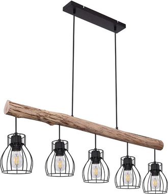 Globo Lighting Retro Decken Hänge Lampe Holz Balken Wohn Zimmer Beleuchtung Gitter Pendel Leuchte Globo 15326-5N