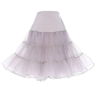 Dresstells Petticoat Unterrock Damen Reifrock Karneval Dirndl 1950er Rockabilly Kleider Pettycode Kurz T&uuml;llrock Fasching Kost&uuml;m Grey M
