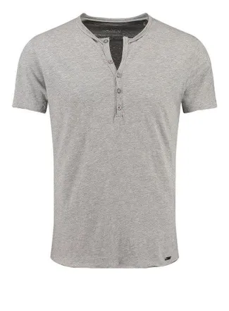 Key Largo Henleyshirt Lemonade vintage Look uni Basic MT00122 mit Knopfleiste unifarben kurzarm slim fit