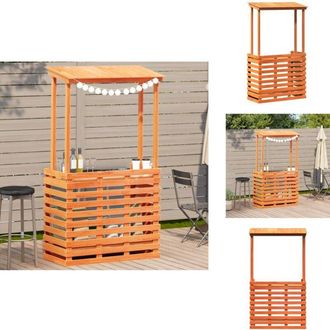 vidaXL Gartenbar mit Dach Braun 112,5x57x195,5 cm Massivholz Kiefer - Gartenbar - Outdoor Bartisch - Gartenm&ouml;bel - Esszimmerset - Terrasse