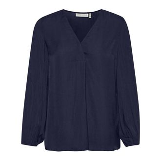 Inwear Marineblaue Bluse mit V-Ausschnitt - - Blouses & Shirts - Damen - Blau - 2XL