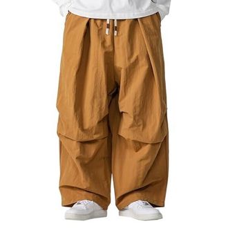 Generic Pantalon cargo pour homme - Pantalon de jogging d&eacute;contract&eacute; d&eacute;t&eacute; - Jambe large, jaune, L