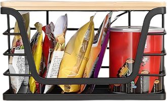 Generico Müllsackhalter, Organizer für Küche und Wäsche, mit Holzdeckel, stapelbarer Müllsackhalter für Bad, Waschküche, Küche, Schlafzimmer, Balkon