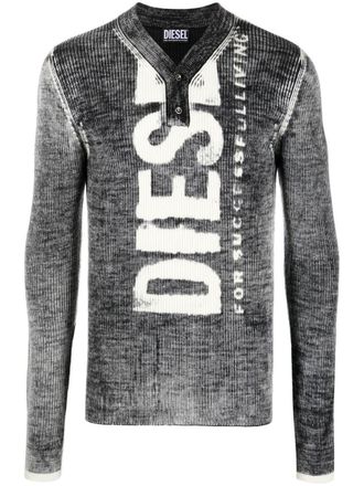 Diesel t-shirt nervur&eacute; K-Atullus &agrave; manches longues - Gris