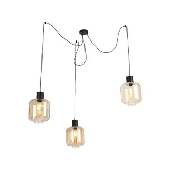 QAZQA Qara - Suspension avec Abat-Jour - 3 lumière - ø 750 mm - Beige - Design - éclairage intérieur - Salon i Chambre i Cuisine i Salle à manger - Qazqa