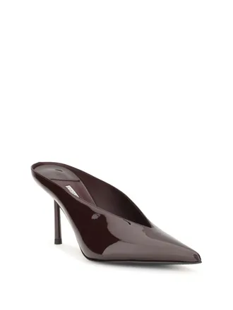Le Silla Womens Clivage Mules Cherry Calf Leather Bos Taurus Pumps High Heel Shoes