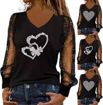 Generic Hauts &agrave; Paillettes Grande Taille, Haut &agrave; Manches Longues