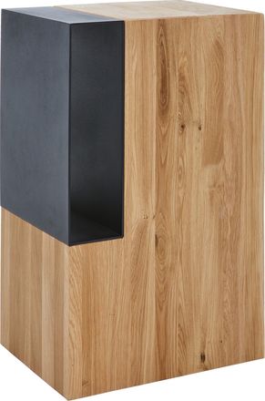 Valnatura Beistelltisch, Schwarz, Eiche, Holz, Metall, Eiche, massiv, rechteckig, Sockel, 28x60x38 cm, Stauraum, offenes Fach, einfacher Aufbau, Wohnzimmer, Woh
