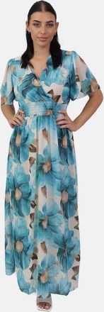 Elara Maxikleid Sommer Maxikleid Damen Elegant mit floralem Muster und V-Ausschnitt