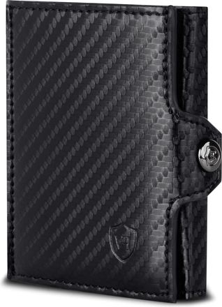 Von Heesen Slim Wallet mit XL M&uuml;nzfach & RFID-Schutz - Mini Geldb&ouml;rse Herren & Damen - Kartenetui Kreditkartenetui - Portmonee Geldbeutel Portemonnaie klein Carb