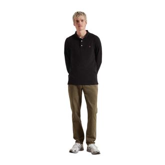 Farah Poloshirt f&uuml;r Herren, Baumwollmischung, Lang&auml;rmlig (Schwarz)