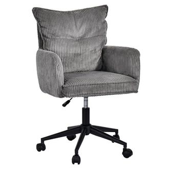 Duhome Chaise de Bureau R&eacute;glable en Hauteur Pivotante Grise en Velours C&ocirc;tel&eacute;