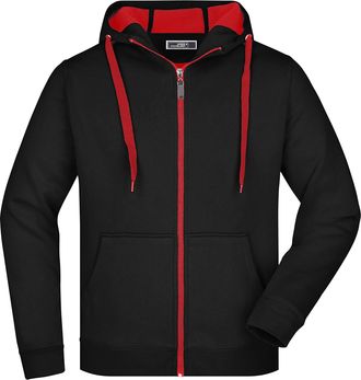 James & Nicholson Herren Bonding Jacke - Sportliche Kapuzenjacke mit Fleecefutter | Farbe: black/red | Gr&ouml;sse: XL