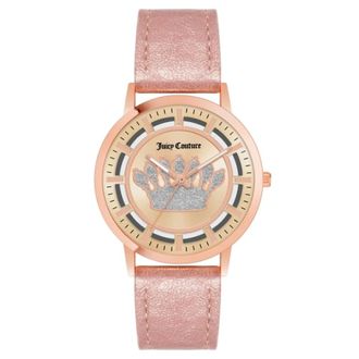 Juicy Couture Femme, Accessoires, Rose, Taille: ONE Size Montre dor&eacute;e pour femme avec bracelet en cuir
