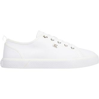 Tommy Hilfiger Wei&szlig;e Leinwand Low Top Sneakers - - Shoes - Damen - Wei&szlig; - 40 EU