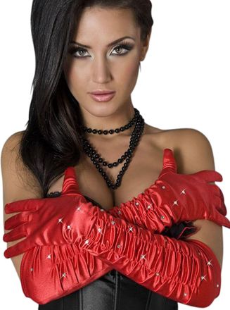 Chilirose Fingerhandschuhe Satin-Handschuhe CR3212