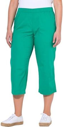 Ulla Popken Femme Grandes Tailles Pantalon 7/8 Ruby avec Genoux préformés, Jambes Droites et Taille élastique émeraude 50 819749457-48