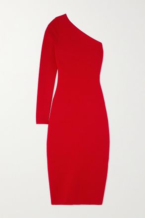Victoria Beckham Vb Body Asymmetrisches Midikleid Aus Stretch-strick - Rot