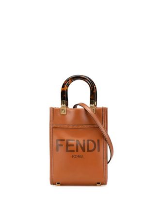Fendi mini sac à main Sunshine Shopper en cuir (2010-2024) - Marron