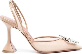 Amina Muaddi Femme, Chaussures, Beige, Taille: 37 1/2 EU Beige Slingback Escarpins