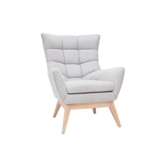 Miliboo Miliboo - Fauteuil scandinave en tissu effet velours textur&eacute; gris clair et bois clair brody