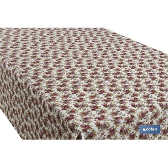 cofan Rolle schmutzabweisende Tischdecke mit Rosendruck, 140 cm x 25 m, 50 % Baumwolle und 50 % Polyester