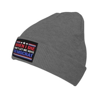 Generic Coupe-Vent Beanie pour Homme, Quand Je mourrai, ne me Laissez Pas Voter d&eacute;mocrate, Doux Beanie Tricot&eacute;, Bonnet Hiver Chaud Tricot pour Cyclisme, Ski, 