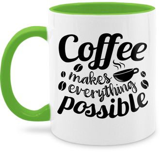 Shirtracer Tasse Tassen 325ml - Statement - Coffee makes everything possible - 325 ml - Hellgr&uuml;n - kaffetassen spr&uuml;che statements kaffeetasse statement-tasse fro