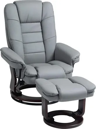 HOMCOM Homcom - Fauteuil de relaxation inclinable pivotant avec repose-pied pu gris