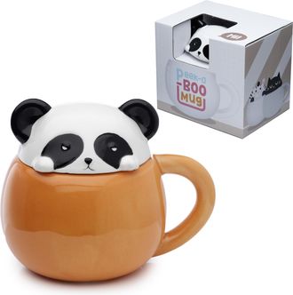 Puckator Tasse aus Keramik mit geformtem Deckel - Panda - s&uuml;&szlig;e Tiere