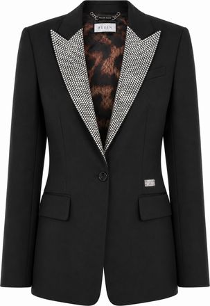 Philipp Plein Single Breasted Fit Blazer Crystal Strass